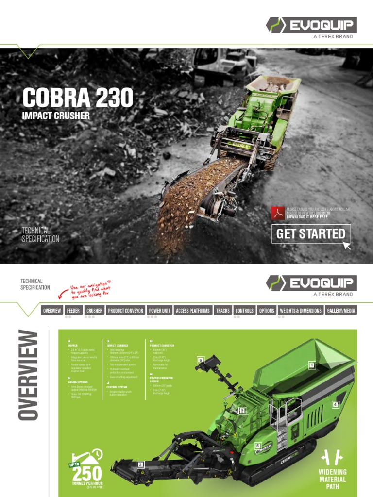 Cobra 230 Tech Spec | PDF | Manufactured Goods | Equipment