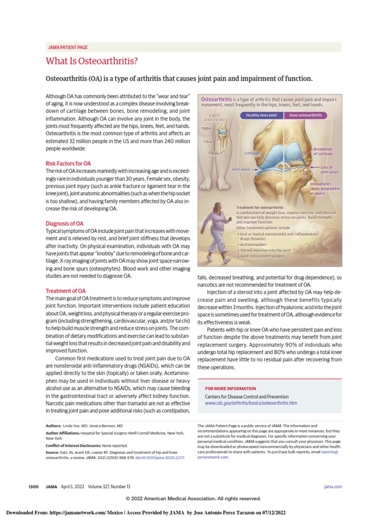 Jama Yue 2022 PG 220005 1648650452.96257 | PDF | Osteoarthritis | Knee