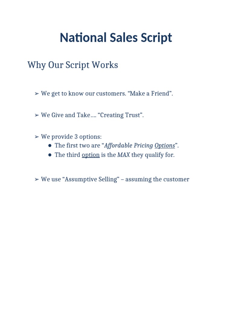 National Sales Script: Why Our Script Works | PDF