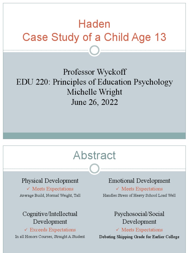 Edu 220 Case Study | PDF | Child Development | Thought