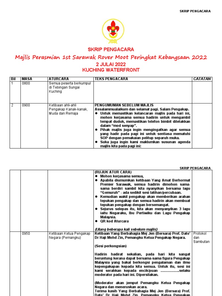 Skrip Pengacara Majlis SRM 2022 | PDF