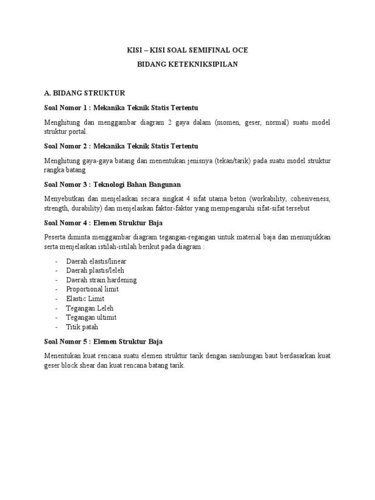 Kisi-Kisi Semifinal 2020 | PDF