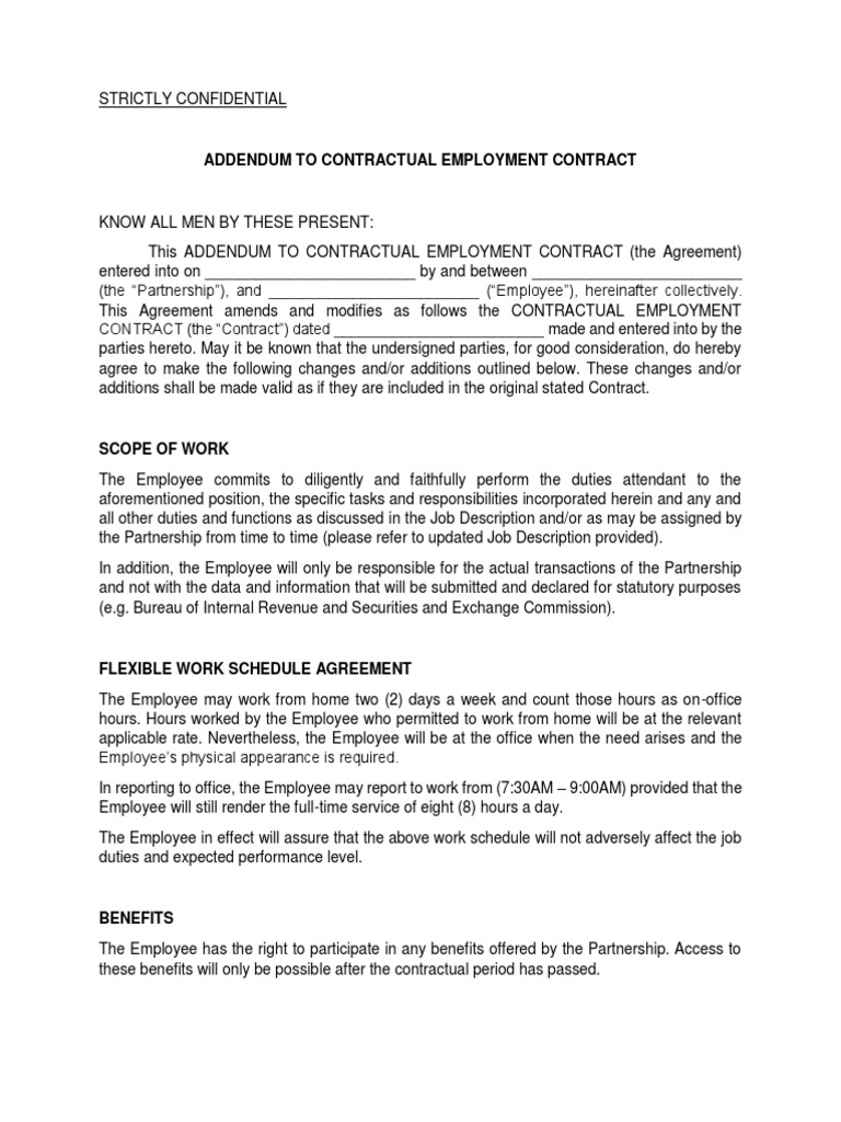 Addendum To Employment Contract | Download Free PDF | Employment ...