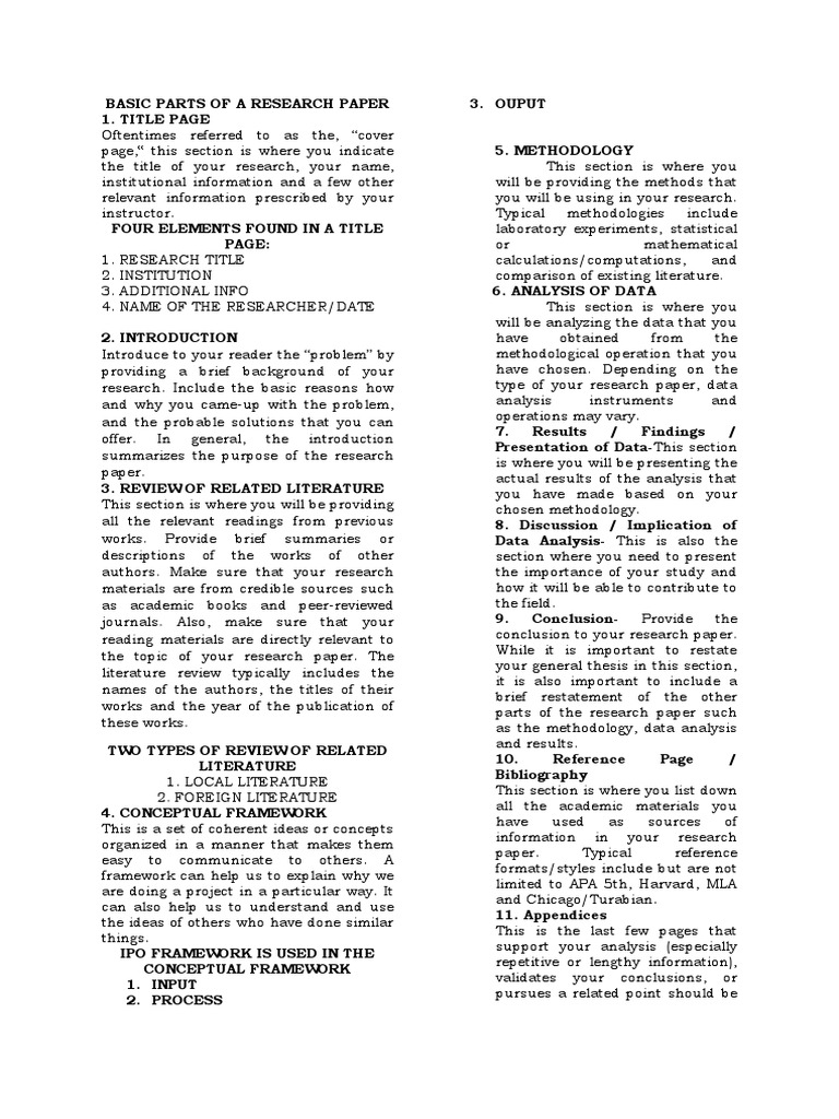 Basic Parts of A Research Paper | PDF | Academic Publishing | Data