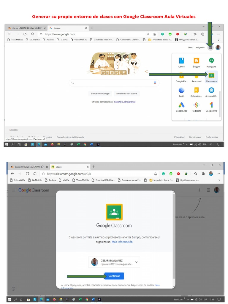 Generar Su Propio Entorno de Clases Con Google Classroom Aula Virtuales ...
