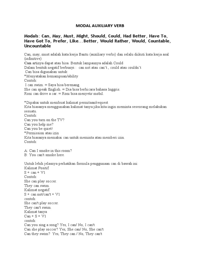 Modal Auxiliary Verb | PDF