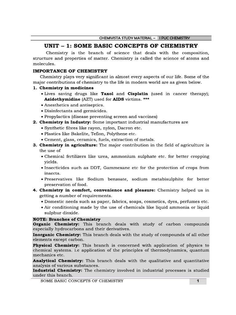 Some Basic Concepts of Chemistry | PDF