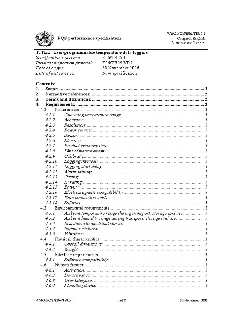 PQS Performance Specification | PDF | Calibration | Verification And ...