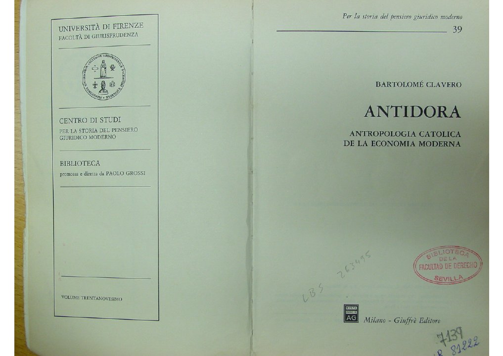 CLAVERO, Bartolome. Antidora | PDF