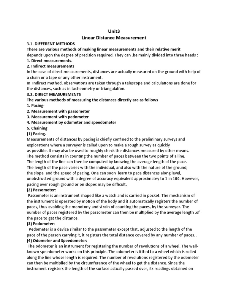 Unit3 Linear Distance Measurement | PDF | Surveying | Metrology