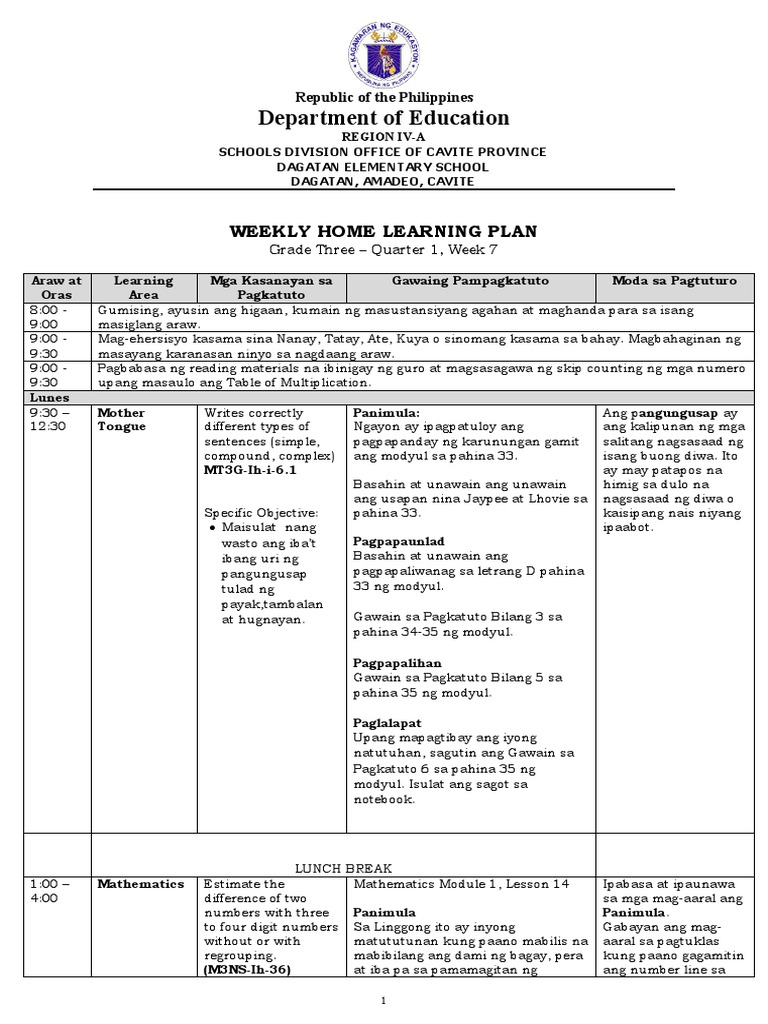 WHLP-Grade 3-Q1-W7 | PDF