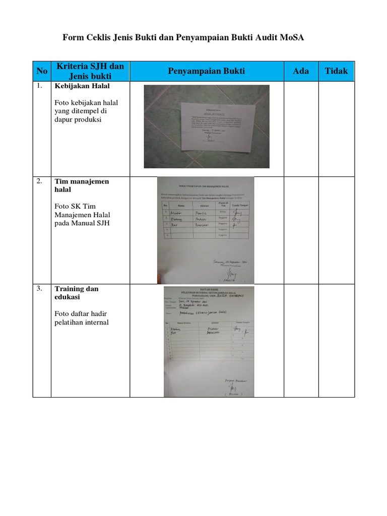 A.10-Form Ceklis Kelengkapan Dokumen Audit Mosa | PDF