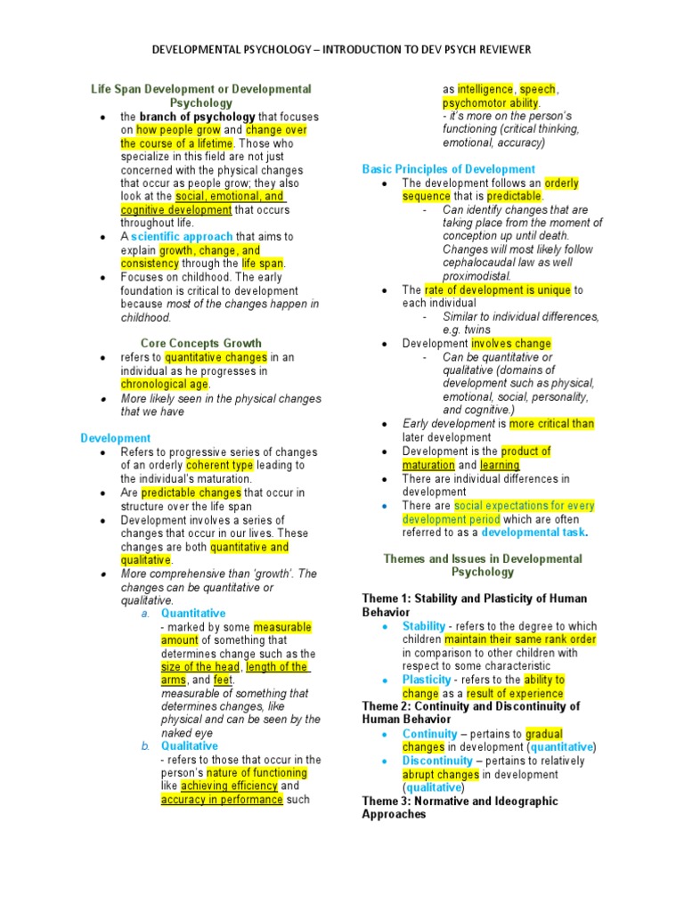 Developmental Psychology - Introduction To Dev Psych Reviewer | PDF | Developmental Psychology ...