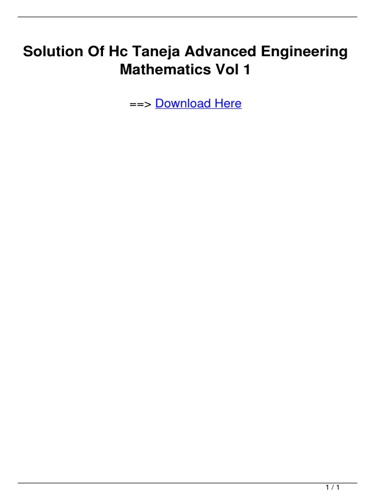 Solution of HC Taneja Advanced Engineering Mathematics Vol 1 | PDF