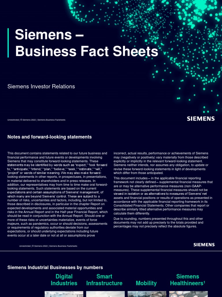 Siemens Business Fact Sheets | PDF | Financial Statement | Siemens