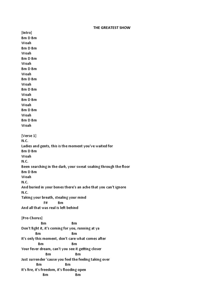 The Greatest Show | PDF | Song Structure | Songs