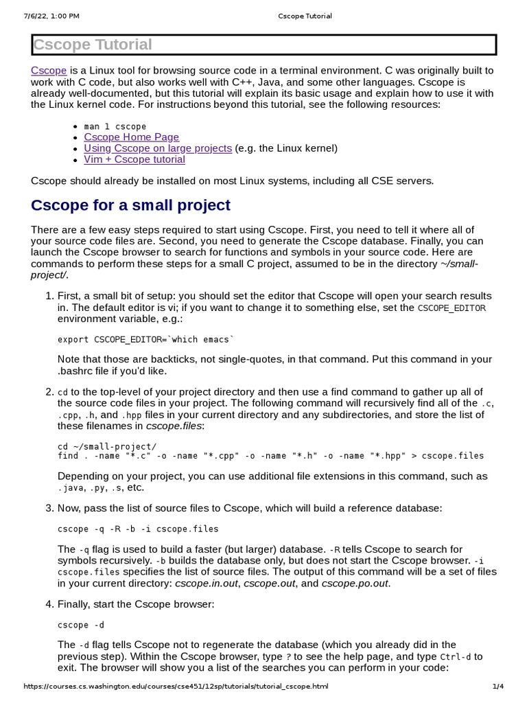 Cscope Tutorial | PDF | Linux | Computer File