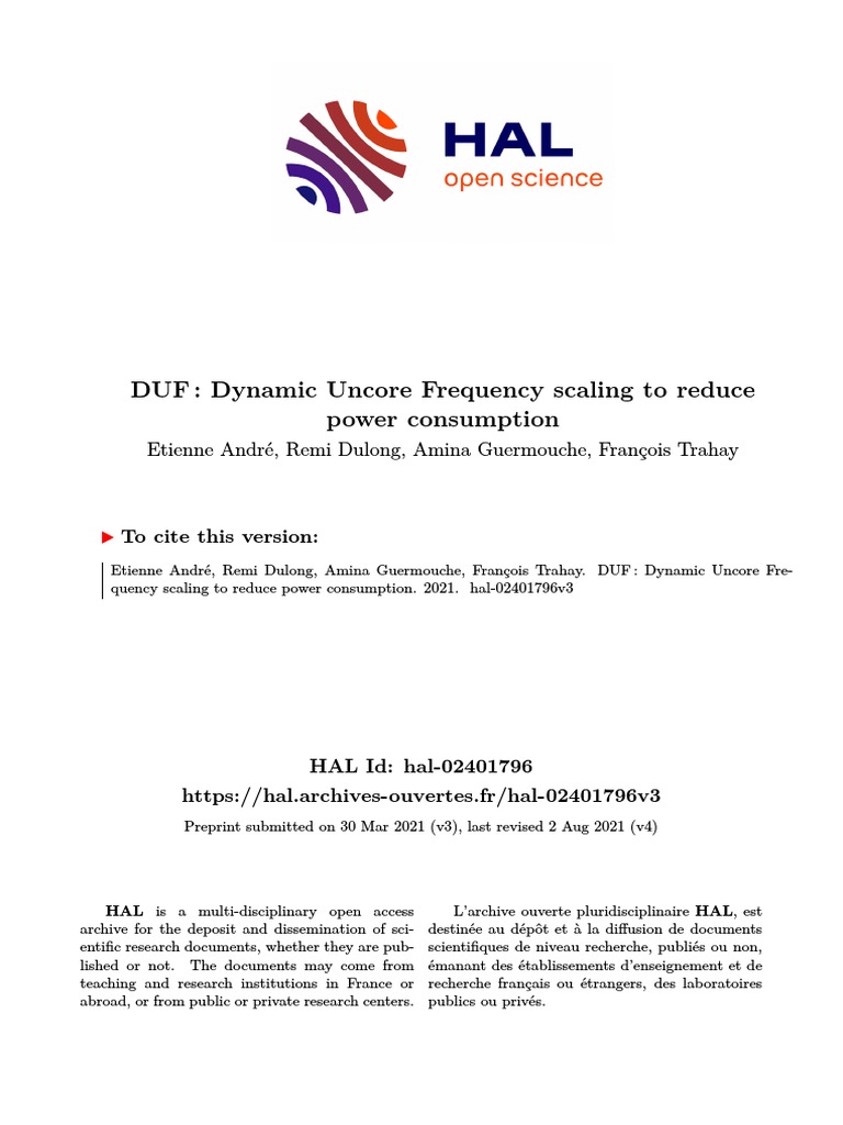 DUF: Dynamic Uncore Frequency Scaling To Reduce | PDF | Central Processing Unit | Multi Core ...