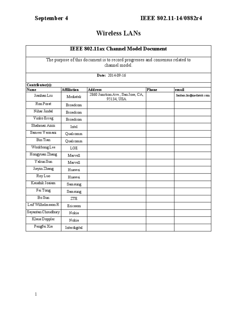 IEEE 802.11ax Channel Model Overview | PDF | Ieee 802.11 ...