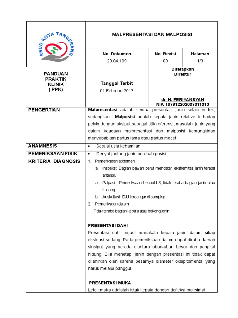 Malpresentasi Dan Malposisi | PDF