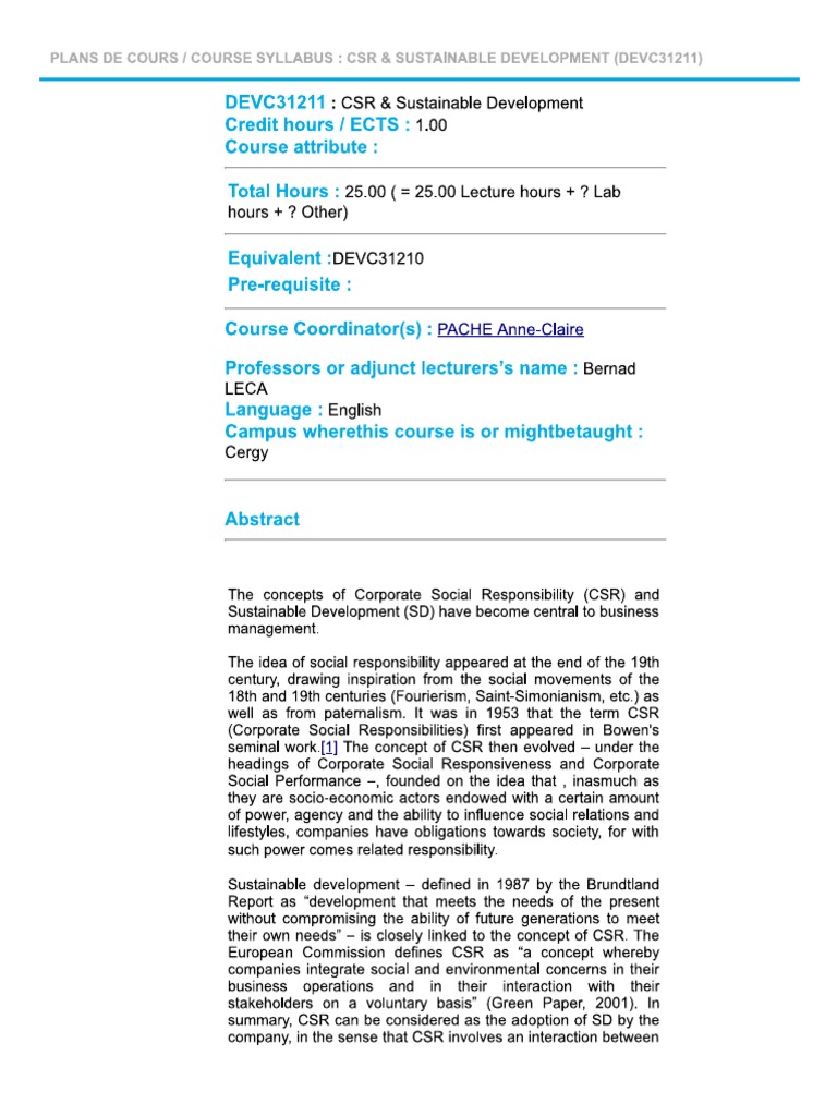 CSR and Sustainable Dev | PDF