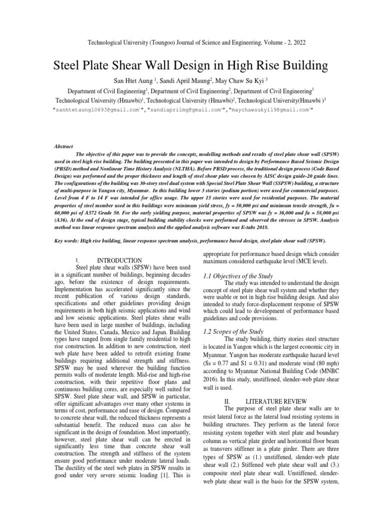 Steel Plate Shear Wall | PDF