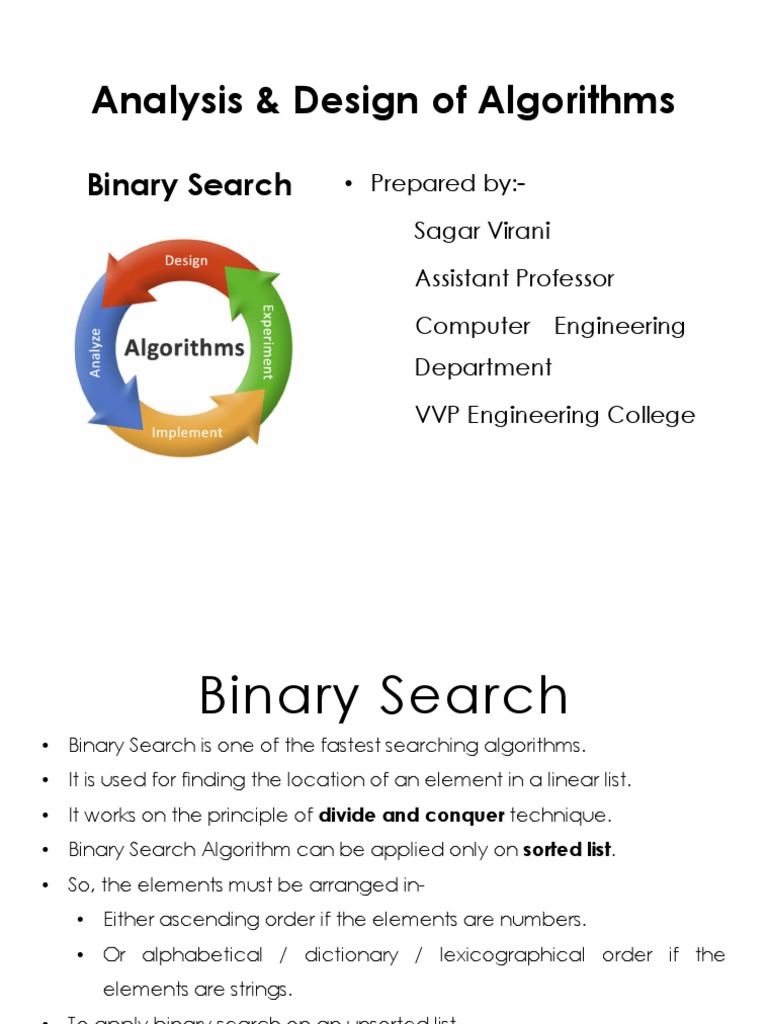 Analysis & Design of Algorithms: Binary Search | Download Free PDF ...