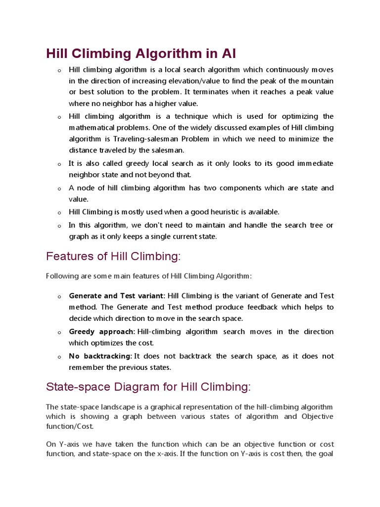 Hill Climbing Algorithm in AI | PDF | Mathematical Optimization ...