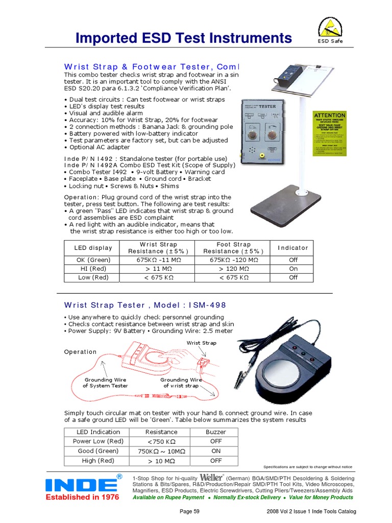 Imported ESD Test Instruments: Wrist Strap & Footwear Tester, Combo ...