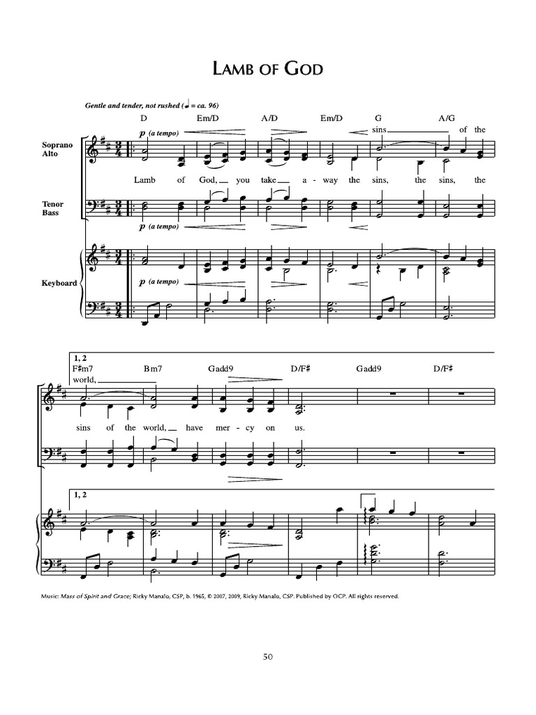 Lamb of God (Ricky Manalo - Papal Visit) - SEMS - SATB | PDF