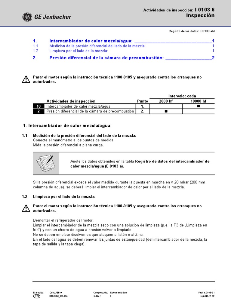 Jenbacher 616 | PDF | Tornillo | Gas natural