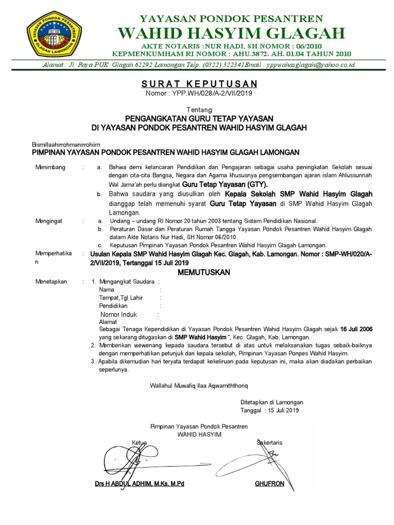 SK PENGANGKATAN GTY - Edit YPP WAHAS | PDF