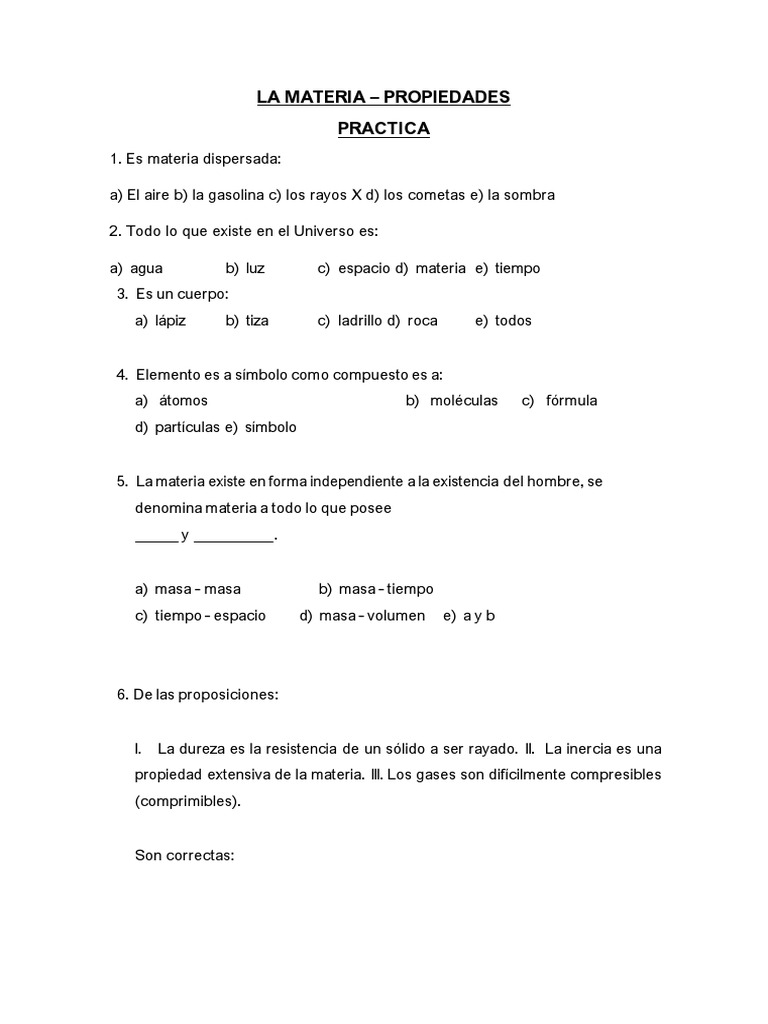 Propiedades de la Materia para Primaria | PDF