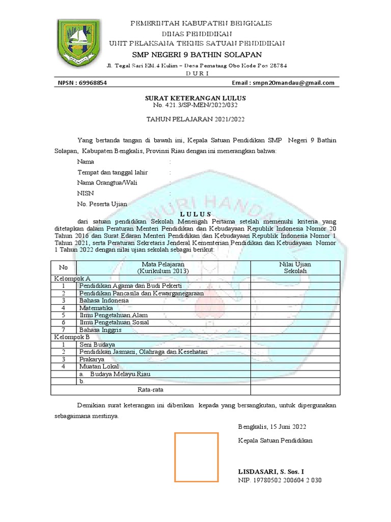Format SKL 2022 | PDF