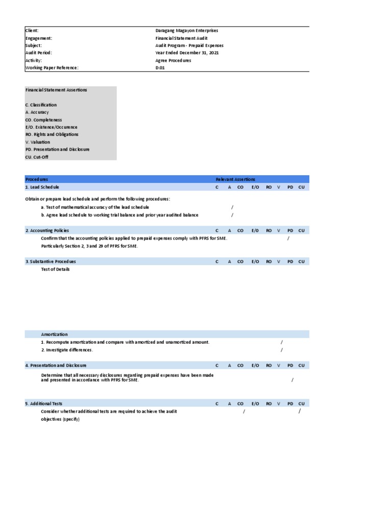 Working Paper. Prepaid Expenses. | PDF | Audit | Deferred Tax