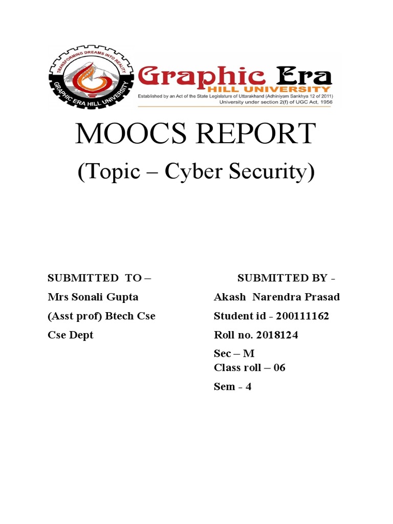 Moocs Report: (Topic - Cyber Security) | PDF | Computer Security | Security