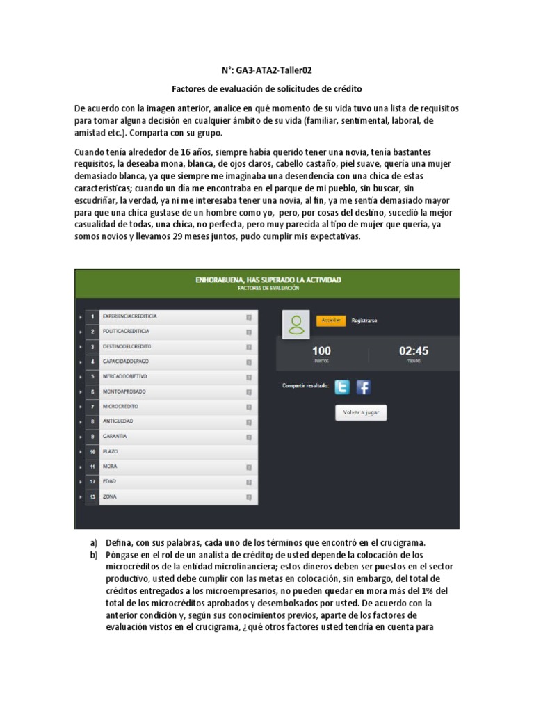 GA3 ATA2 Taller02 Resuelto | PDF | Bancos | Crédito