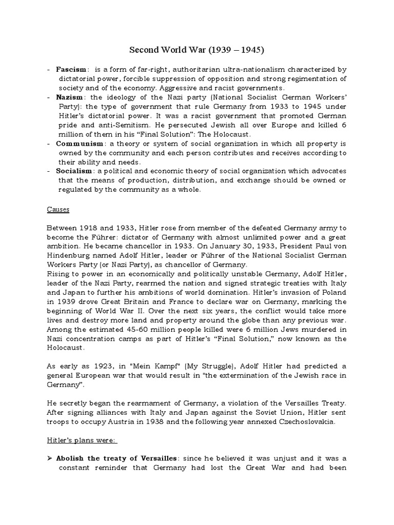 Second World War 1939 - 1945 | PDF | Adolf Hitler | Nazi Germany