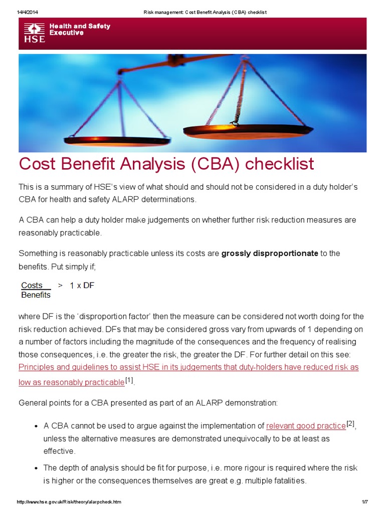 Risk management_ Cost Benefit Analysis (CBA) checklist | PDF | Cost ...