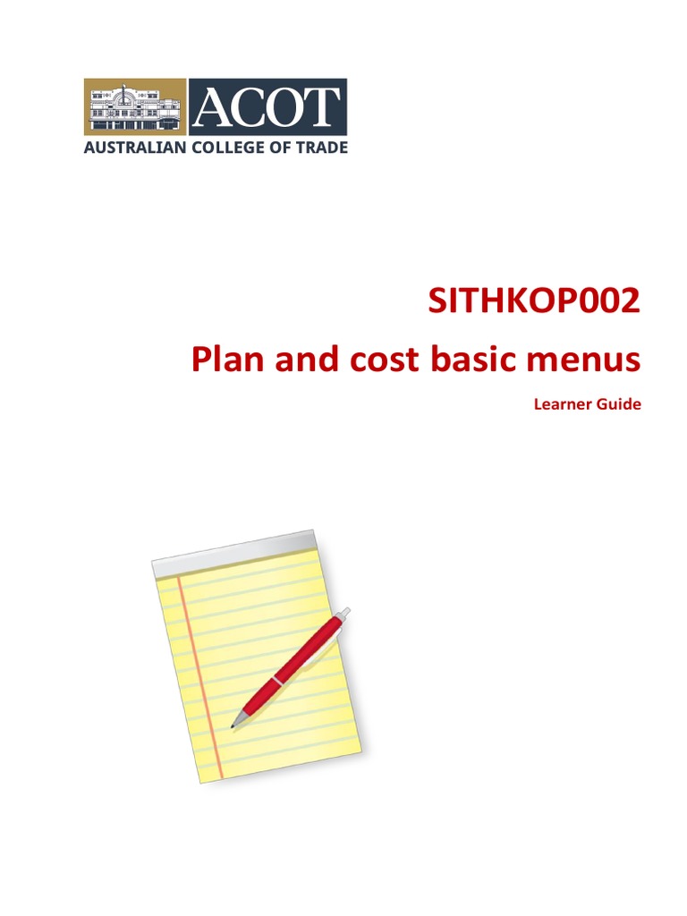 SITHKOP002 Learner Guide V1.1 Guide | PDF | Menu | Foods