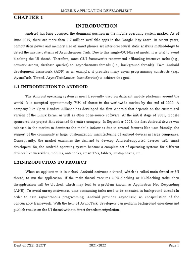 1.1 Introduction To Android | PDF | Android (Operating System) | Operating System