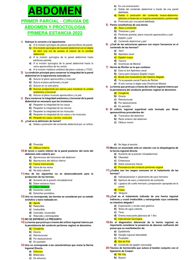Examenes PASADOS 222-21!19!20 | Descargar gratis PDF | Abdomen | Peritoneo