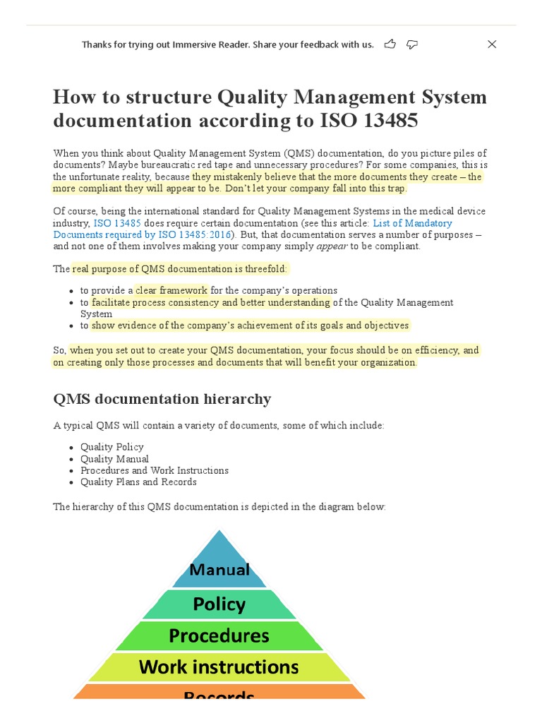 How To Structure Quality Management System Documentation According To ...