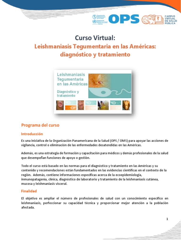 Programa Curso - Leishmaniasis Tegumentaria en Las Américas Diagnóstico y Tratamiento ...