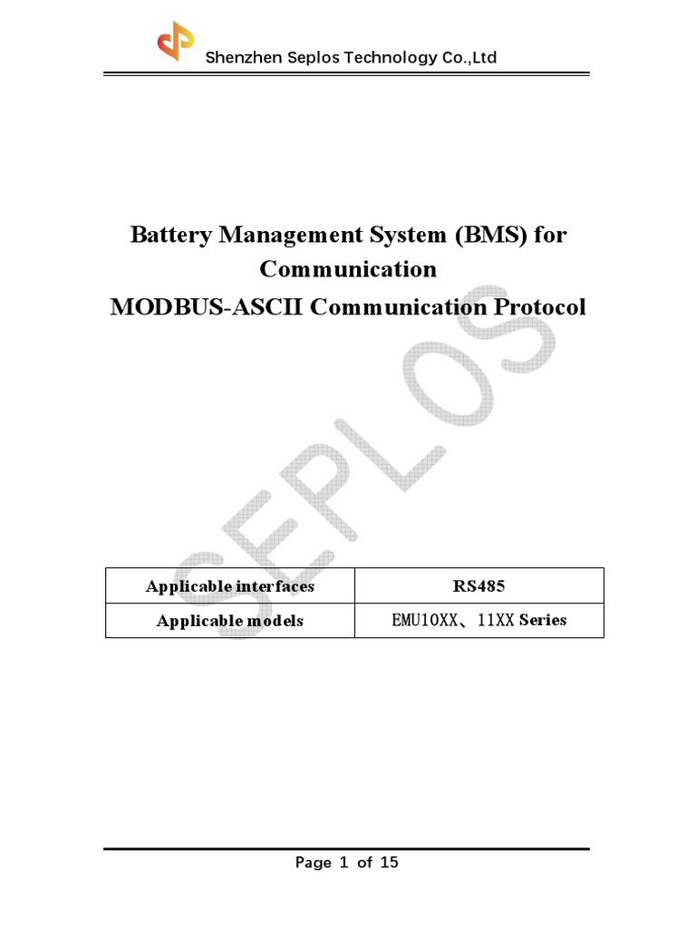 SEPLOS BMS Communication Protocol - V2.0 | PDF | Bit | Switch