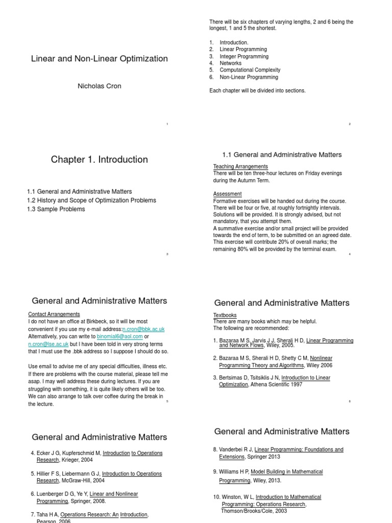Linear and Non-Linear Optimization Guide | PDF | Mathematical ...