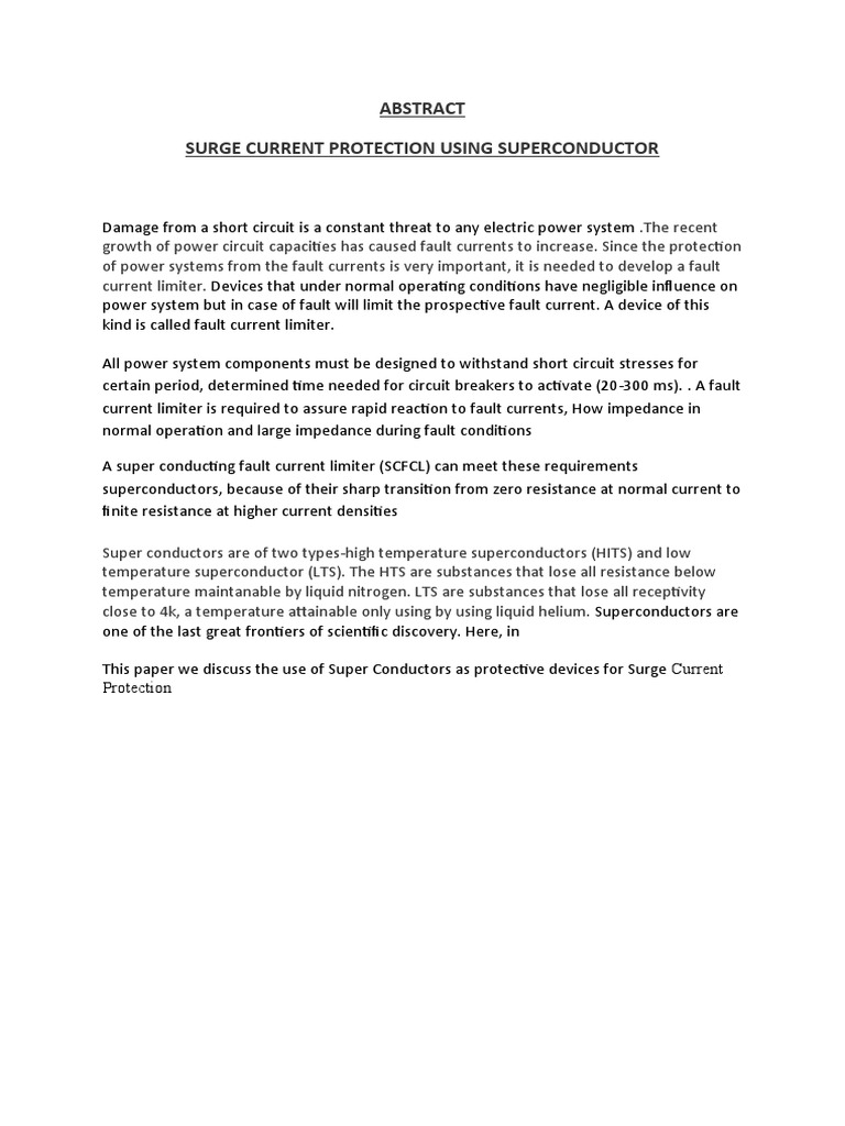 Surge Current Protection Using Superconductor | PDF | Superconductivity ...