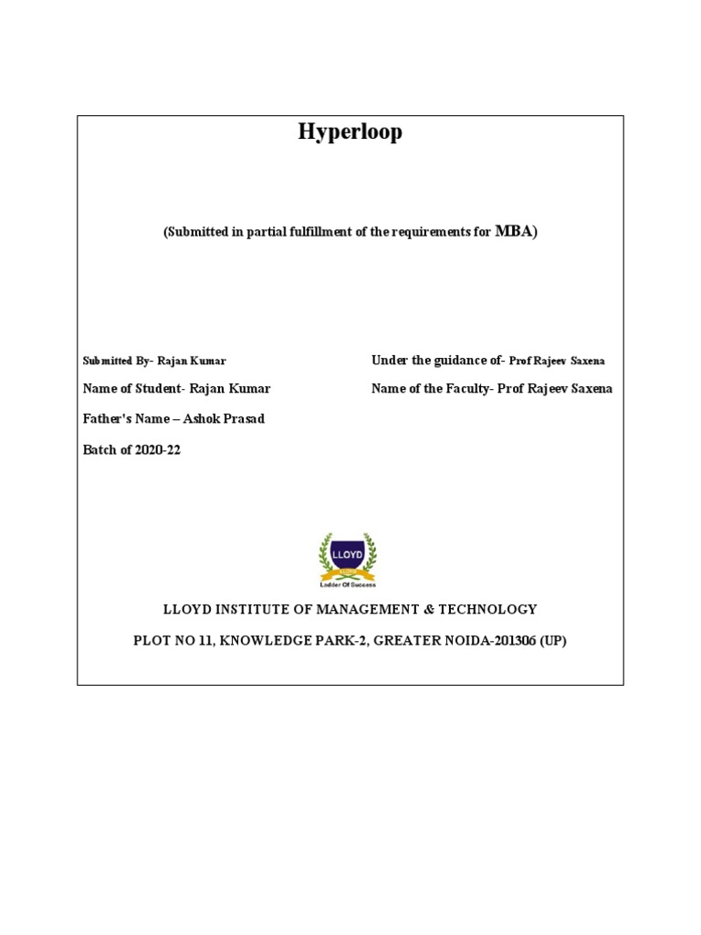 Mini Project 2 Hyperloop | Download Free PDF | Hyperloop | Transport