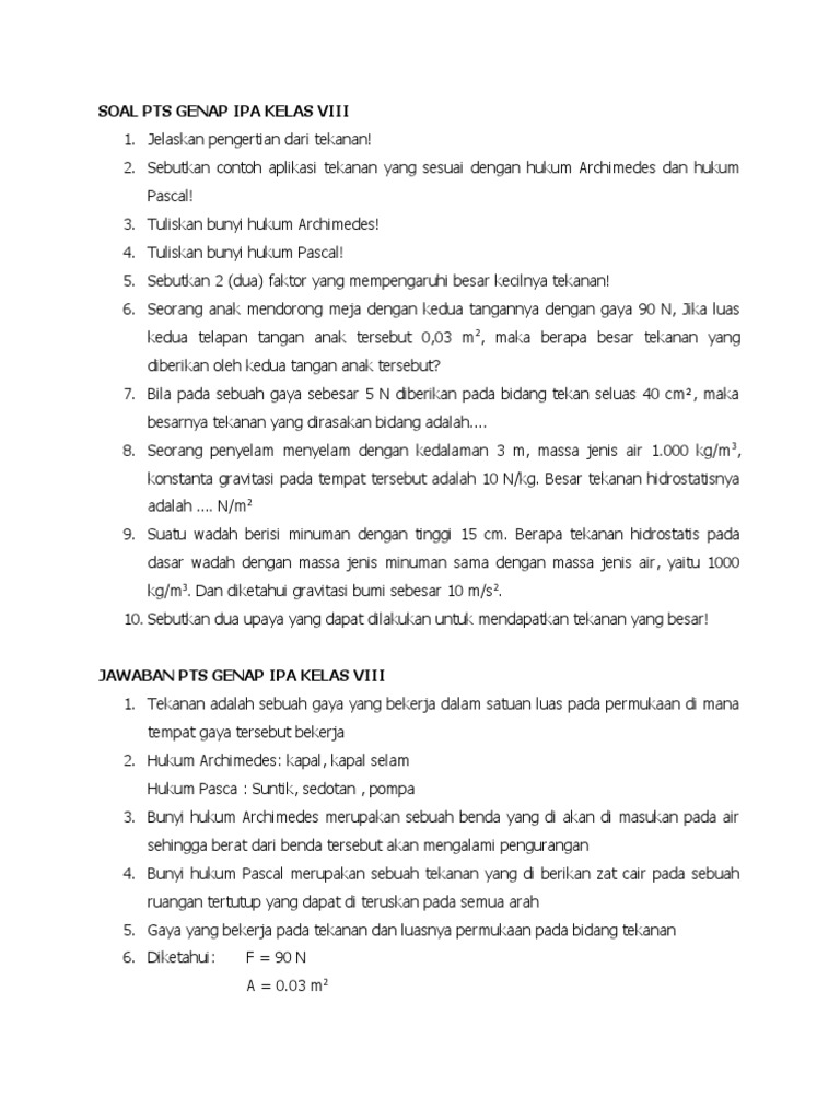 Soal PTS Genap Ipa Kelas Viii | PDF | Kajian Bahasa Asing | Sains & Matematika
