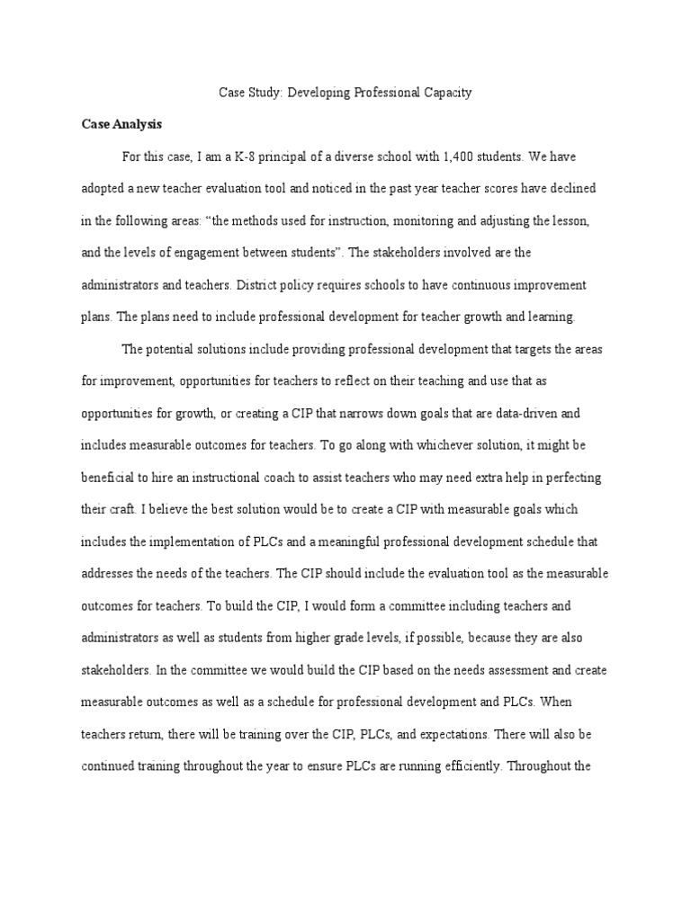 Case Study Developing Professional Capacity | PDF | Teachers | Learning